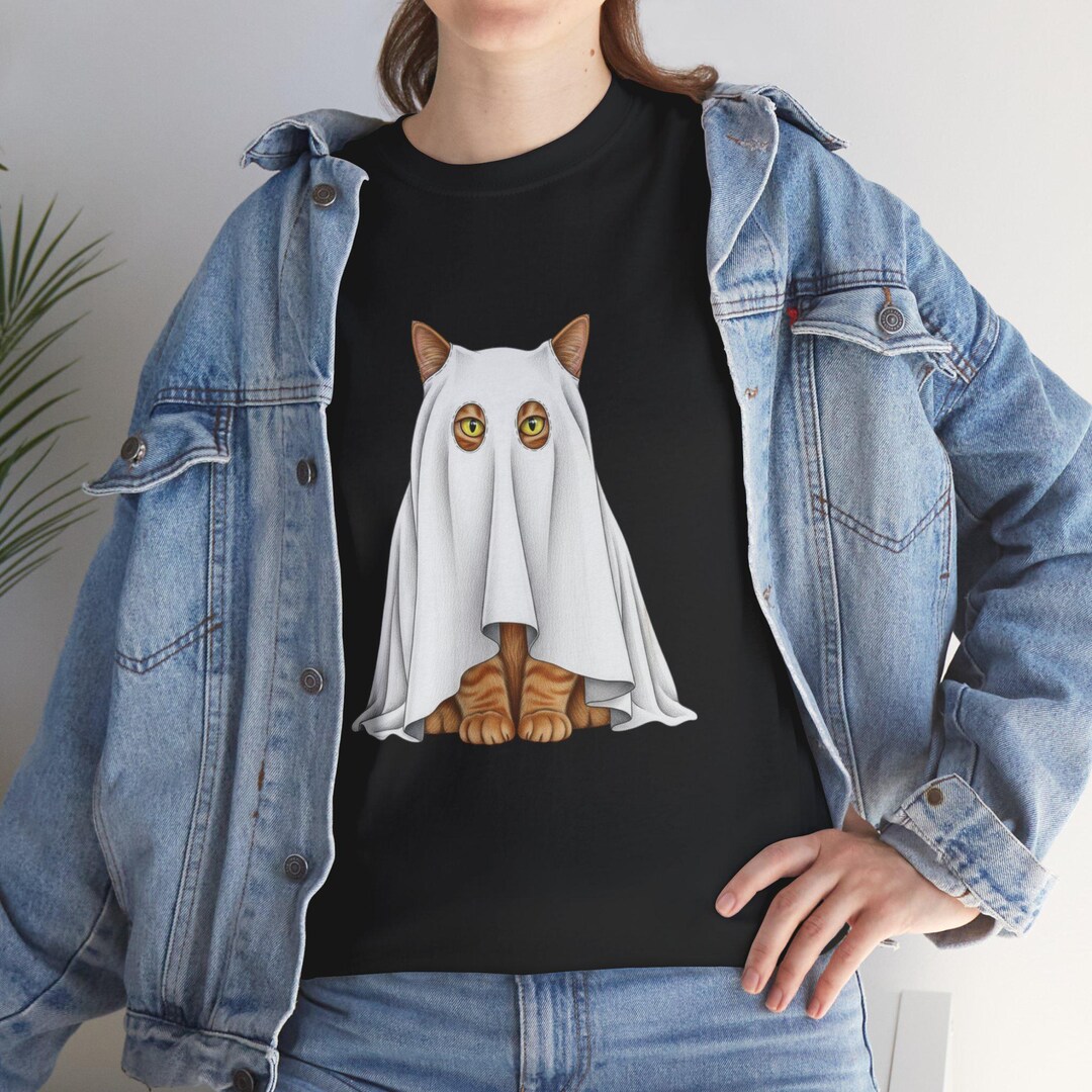 Orange Tabby Cat Ghost Costume T-shirt: Spooky Halloween Tee - Etsy