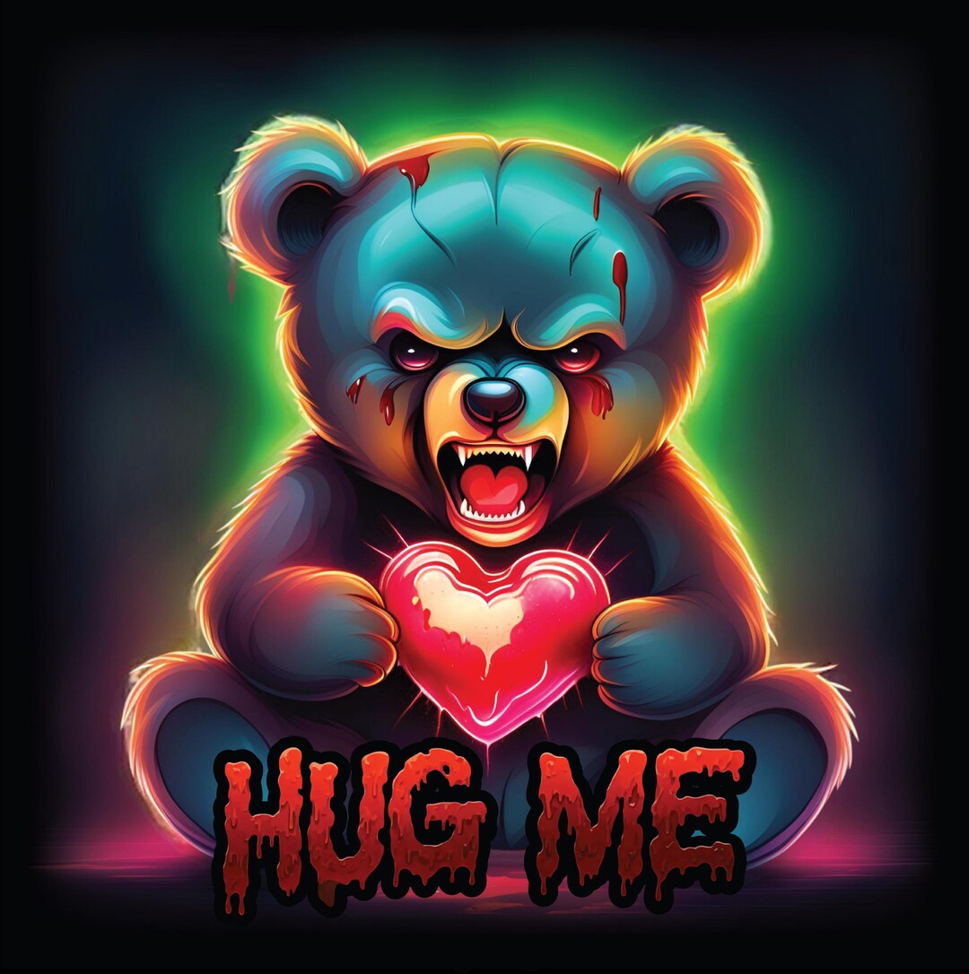 Vibrant Neon Hug Me Teddy Bear T-shirt - Etsy