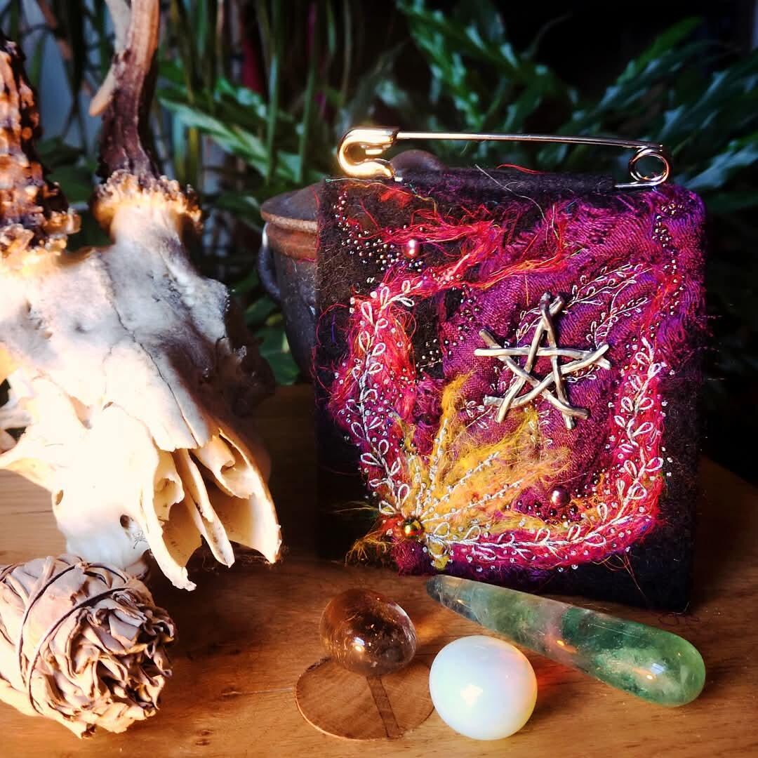 Elemental Protection Art Wall Hanging. A Silver Metal Pentangle Sits in ...
