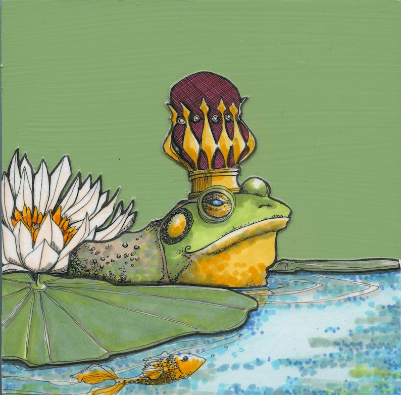 Enchanted Bullfrog in French Crown- Small Print 4.5x4.5 - Etsy