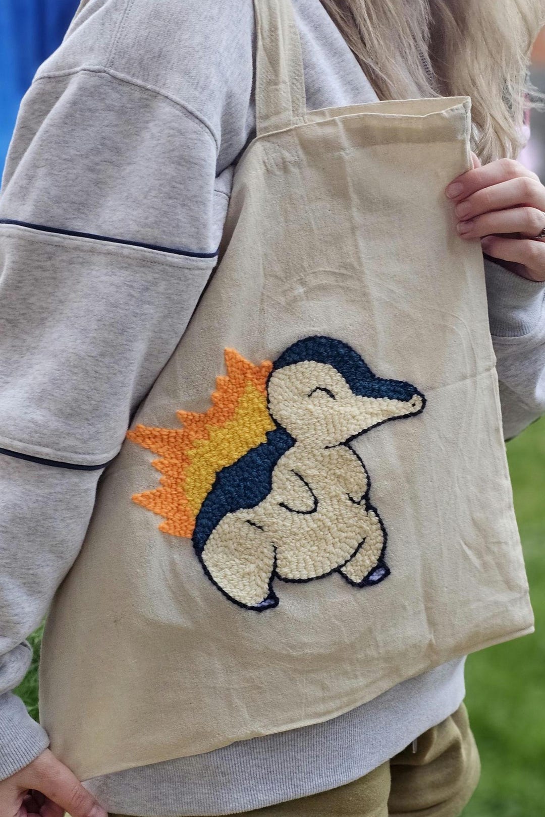 Cyndaquil - Handmade Pokemon Punch Needle Tote Bag - Etsy
