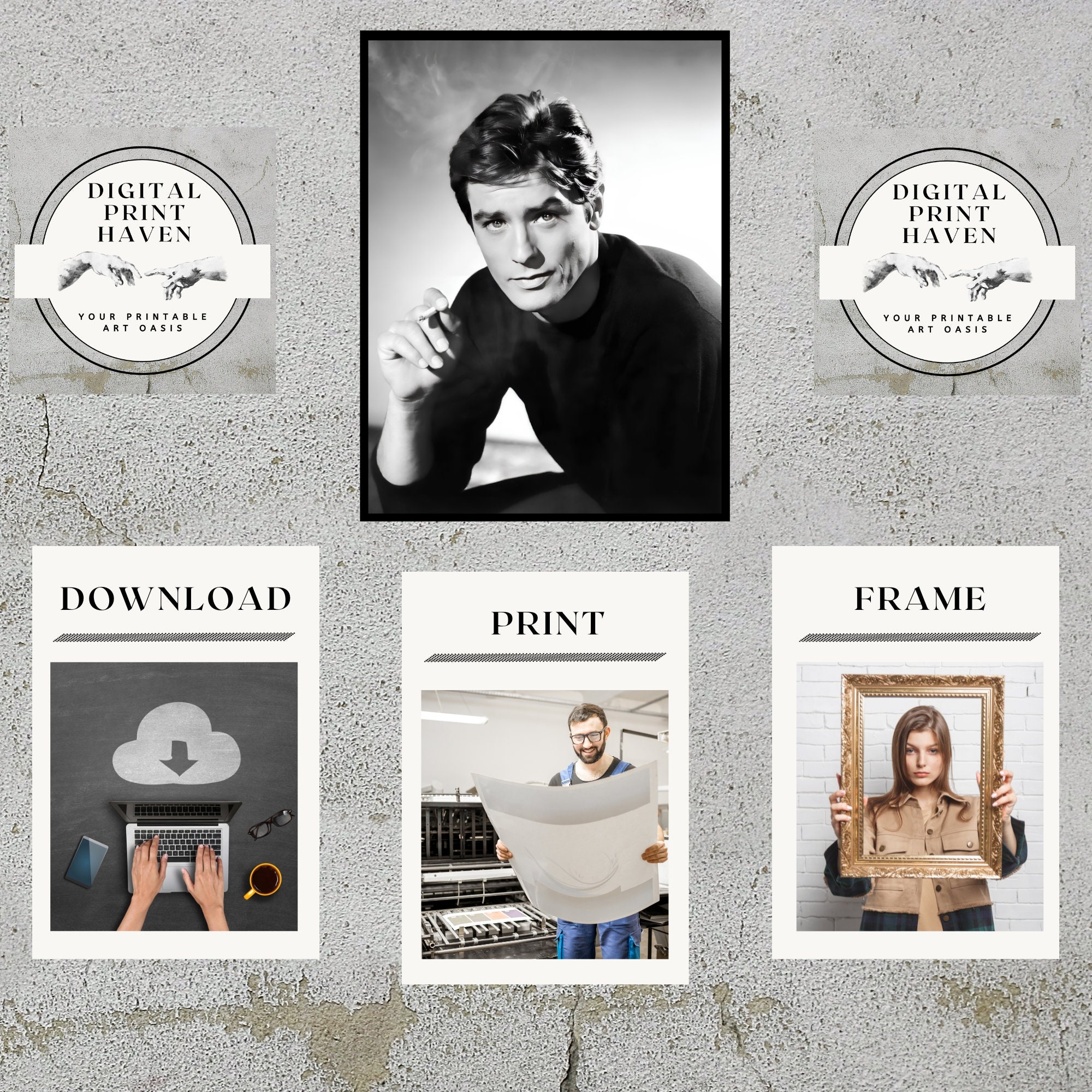 Alain Delon Poster Digital Download Printable Wall Art Alain Delon ...