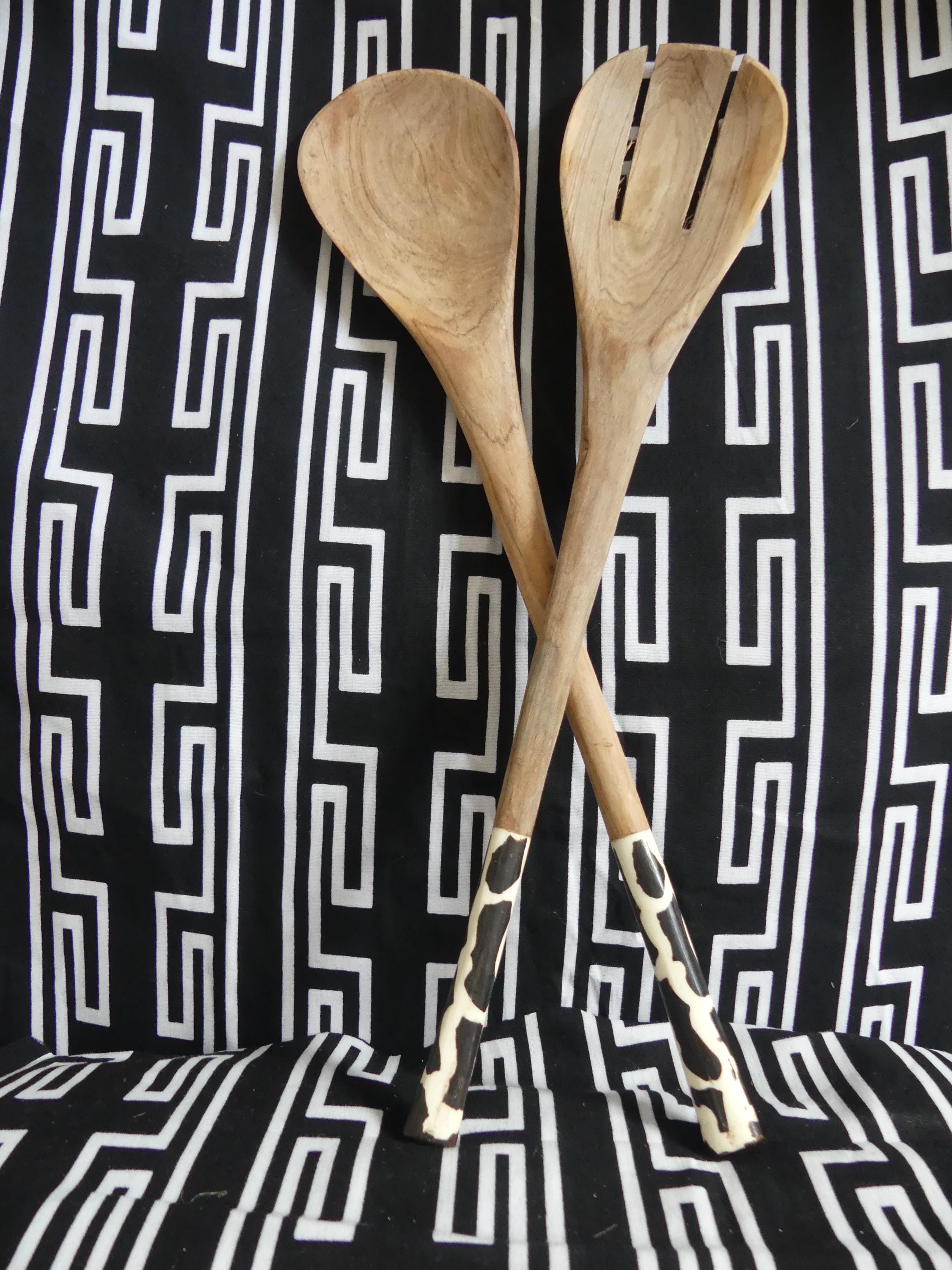 African Handmade Wooden Salad Spoons/servers/salad Servers/serving ...