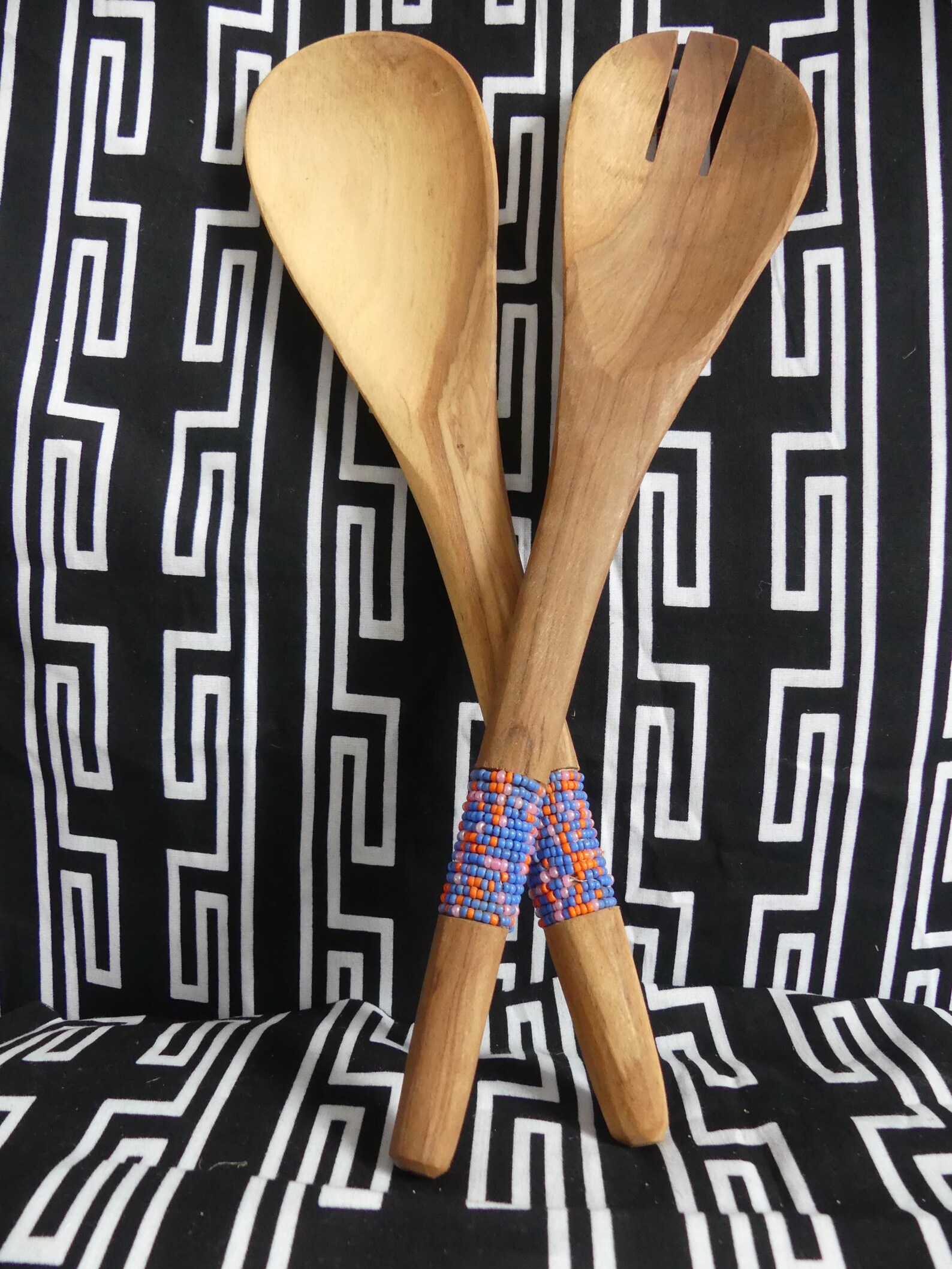African Handmade Wooden Salad Spoons/servers/salad Servers/serving ...