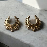 9CT Gold 28mm Victorian Spike Creole Hoop Earrings Gypsy Vintage Gift ...
