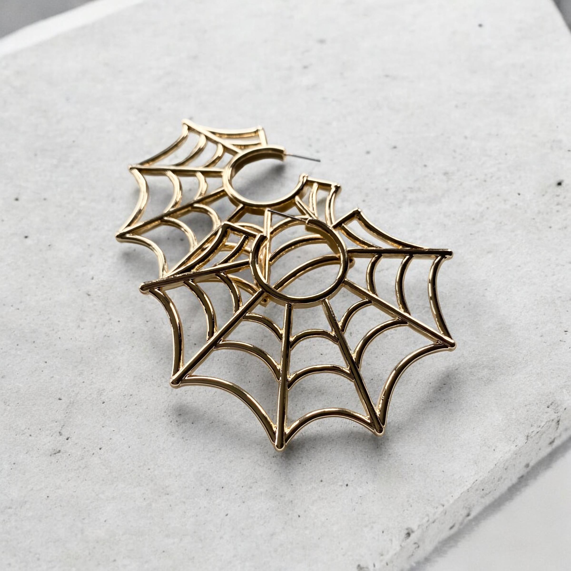 Large Spider Web Hoop Earrings - Large Gothic Spider Web Hoop Earrings ...