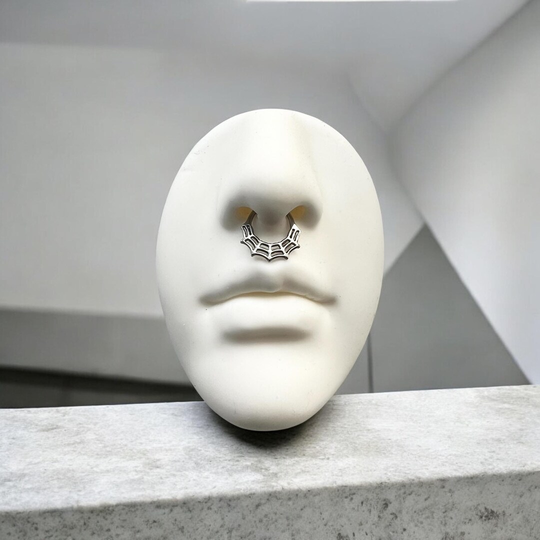 Premium Statement Spider Web Septum Ring - Spider Web Septum Clicker ...