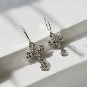 Large Gothic Cross Hoop Earrings - Cross Earrings - Gifts for Her - Etsy