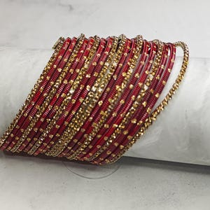 Red & Gold Indian Bangles | Bridal Jewelry Set - Etsy