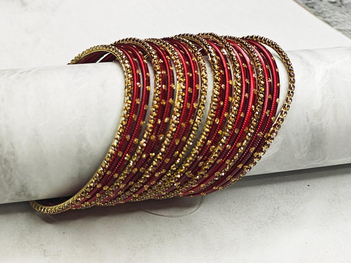 Red & Gold Indian Bangles | Bridal Jewelry Set - Etsy