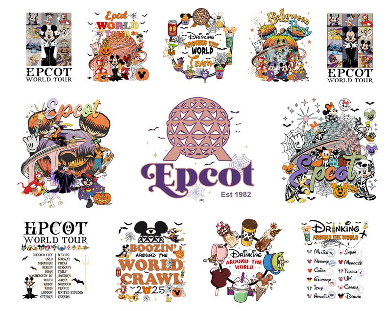 Epcot Halloween Png Bundle, Halloween Mouse and Friends Png, Epcot ...