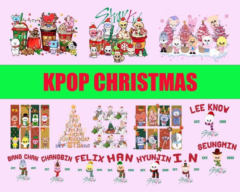 Kpop Christmas Png Bundle, Strayy Kids Christmas Png, B.T.S Christmas ...