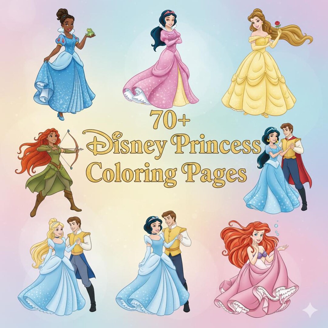 70+ Dis.ney Princess Coloring Book, Printable Coloring Book PDF, Snow ...