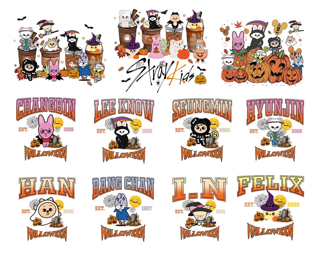 Stray Kids Halloween Png Bundle, Skzoo Halloween Png, Stray Kids Member ...