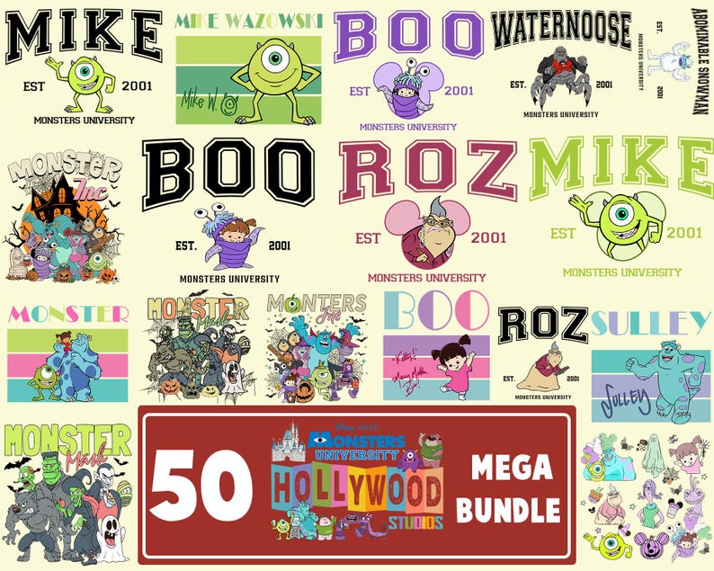 Monsters Inc PNG Bundle, Cartoon Character, Monsters Layered Png ...