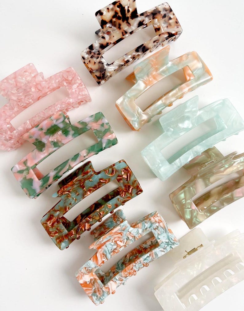 Pack of 4 Acetate Hair Claw pack of 4 10.5cm Large Hair Clip Trendy ...