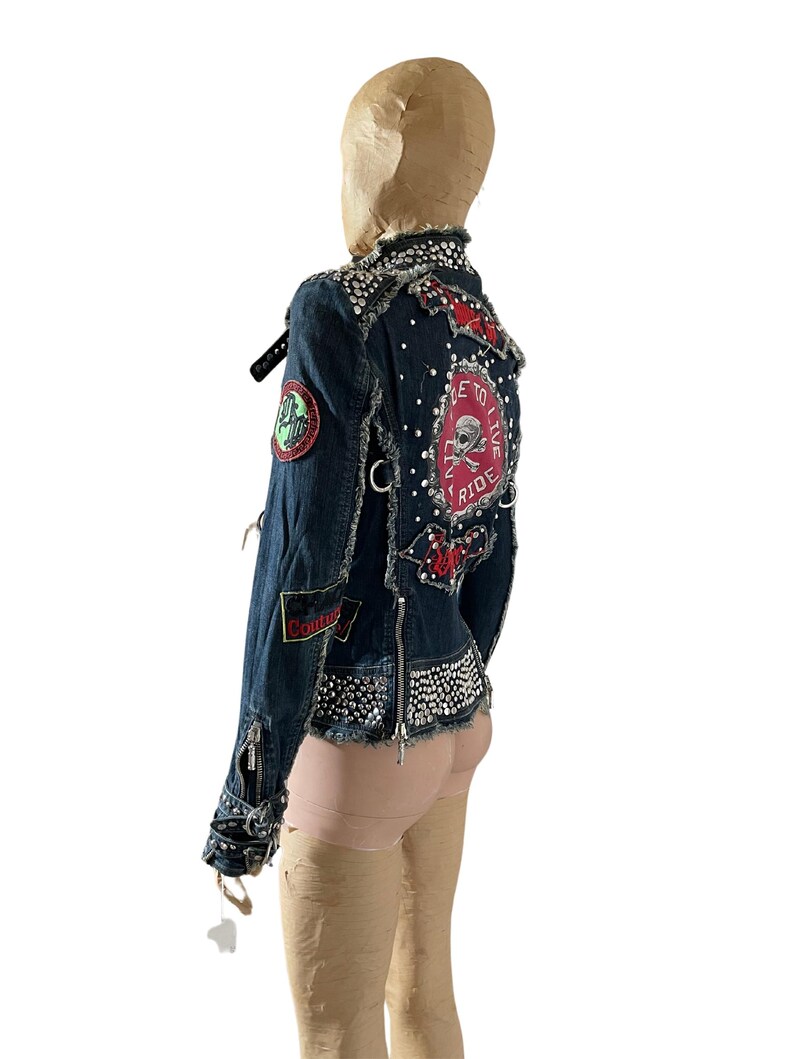 Versace Gold Line Jean Jacket | Statement Denim With Iron Studs & "born ...