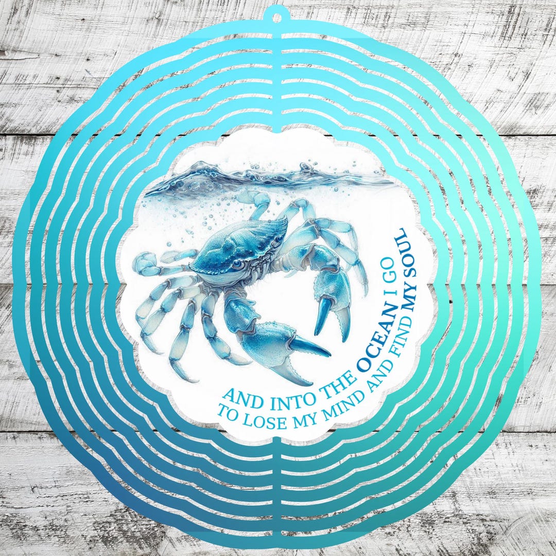 Ocean Blue Crab Wind Spinner PNG – Coastal Nautical Sublimation Design ...