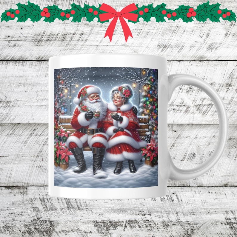 Cozy Santa and Mrs. Claus Christmas Art Print JPG - Etsy