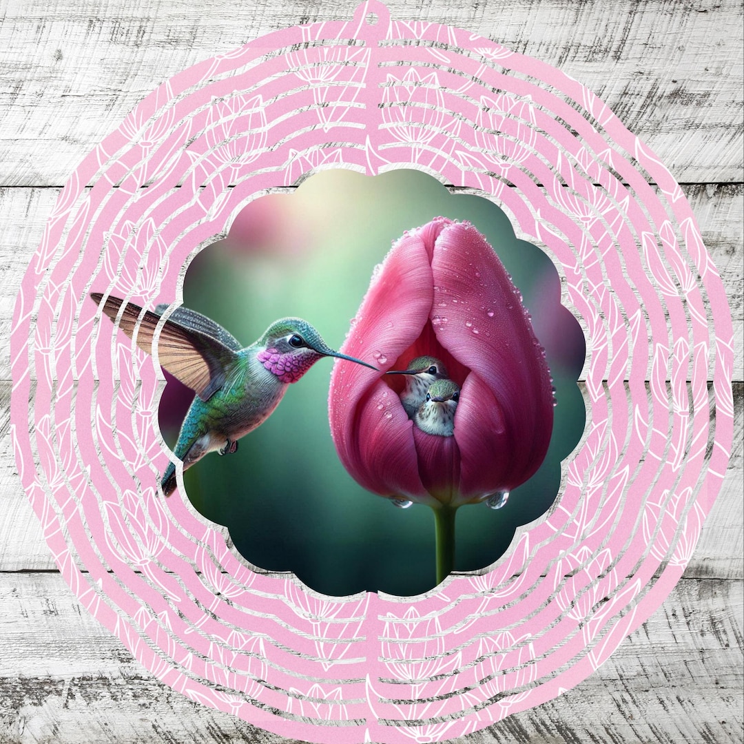 Hummingbird and Tulip Wind Spinner PNG: Floral Sublimation Design ...