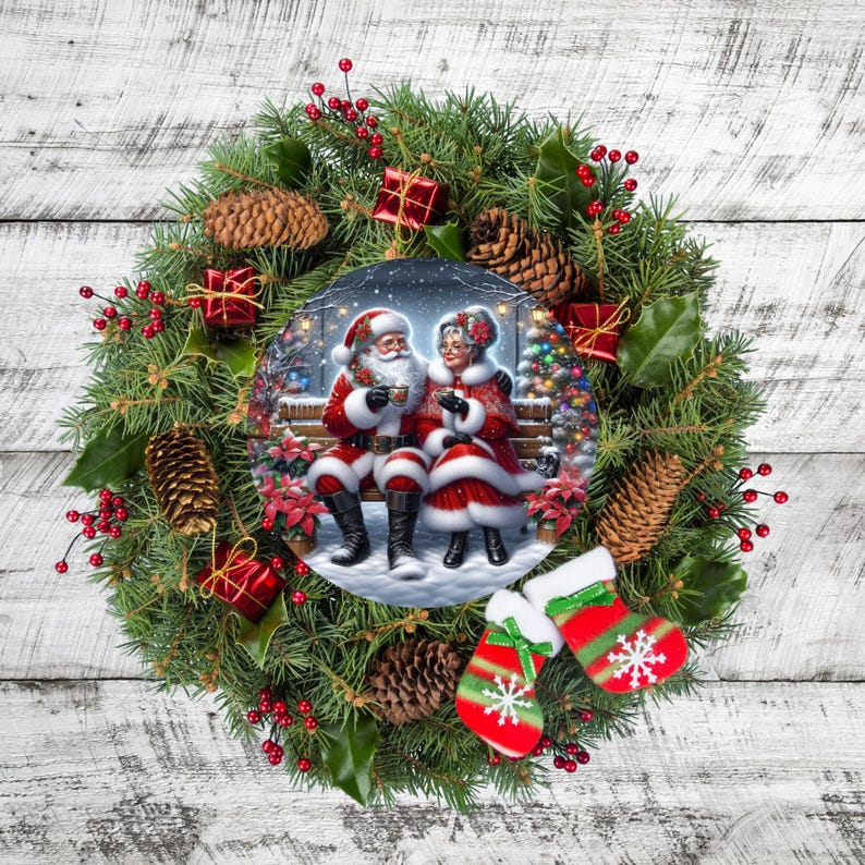 Cozy Santa and Mrs. Claus Christmas Art Print JPG - Etsy