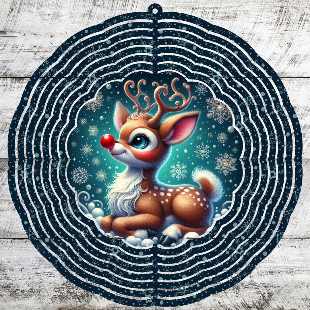Reindeer Christmas Wind Spinner PNG: Rudolph Holiday Garden Decor ...