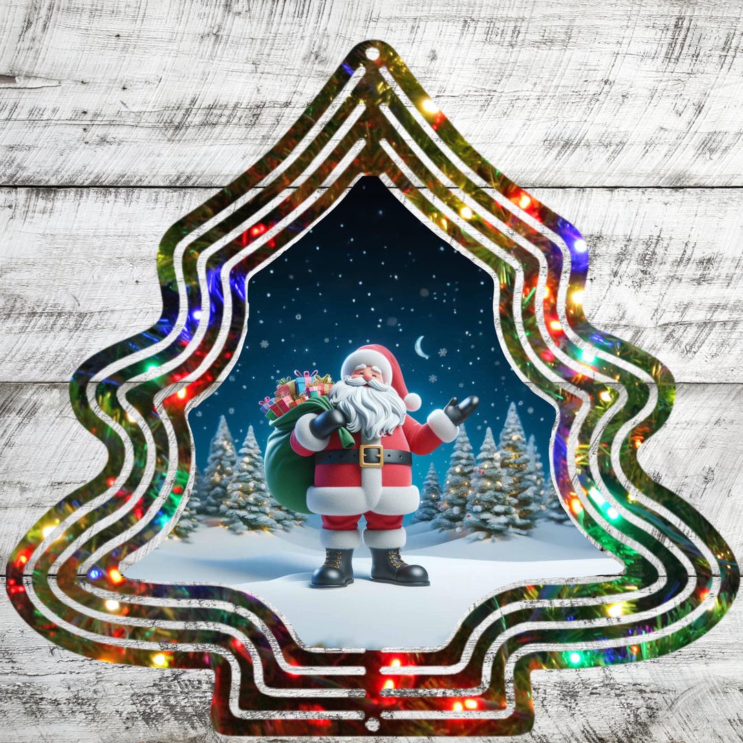 Santa Claus Wind Spinner PNG: Christmas Tree Sublimation Design ...