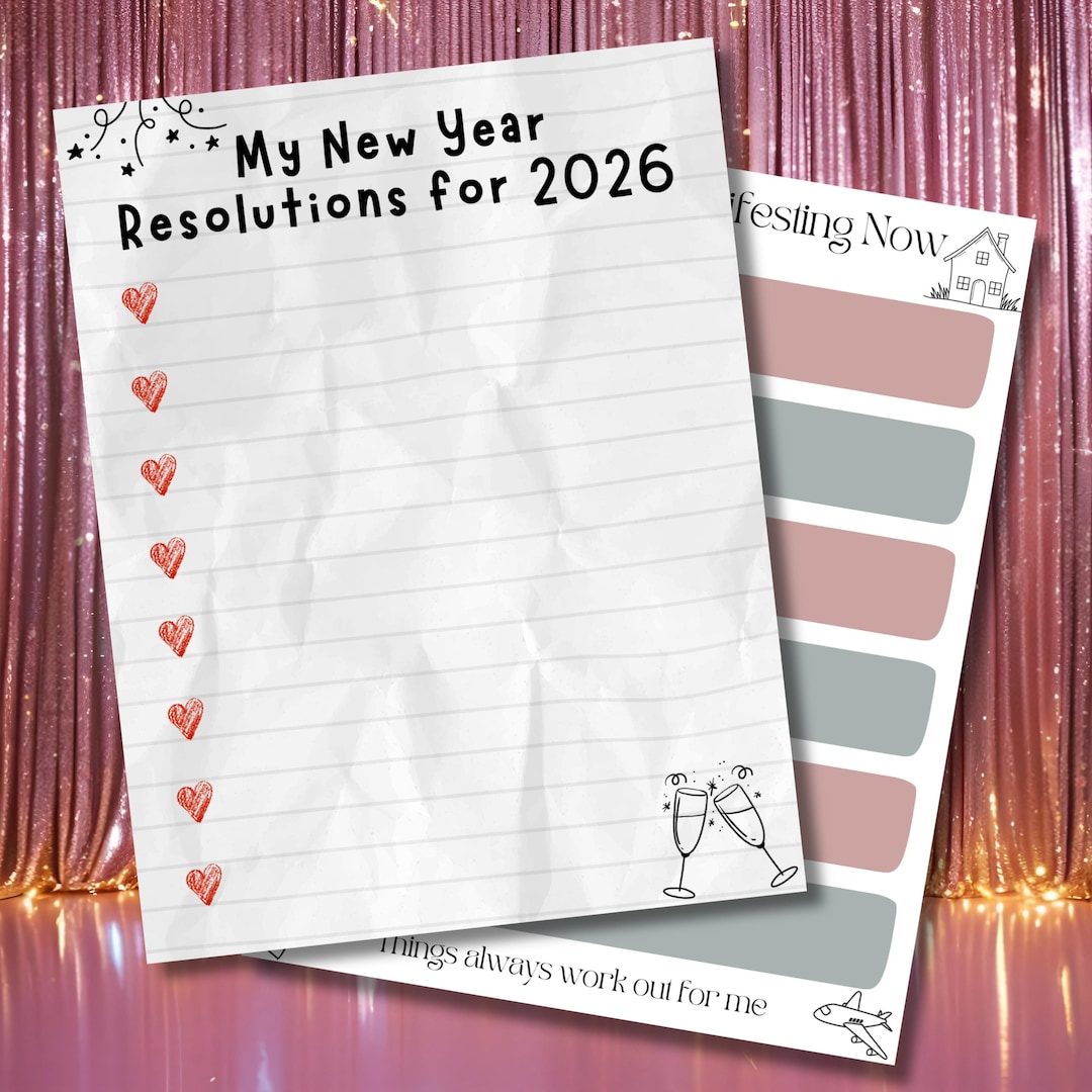New Year Resolutions 2026, Bonus Manifestation Journal Page (printable ...