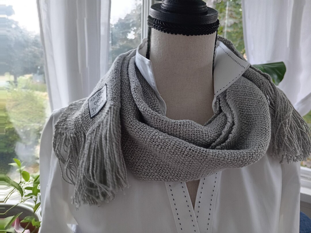 Organic Cotton Slab Scarf Light Gray Short Length Unisex Machine ...