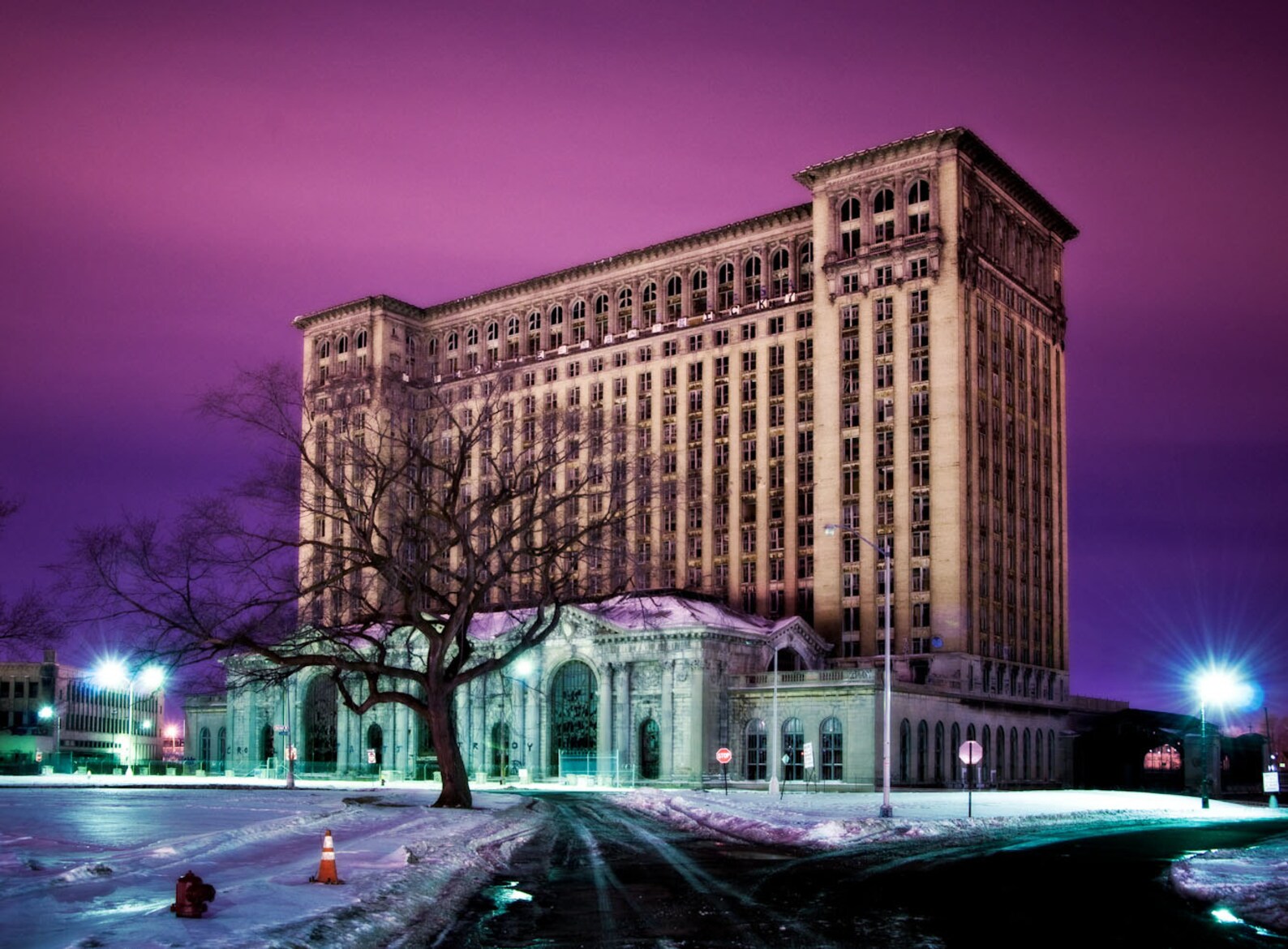Detroit Landscape, Michigan Central Train Station. Abandoned Building ...