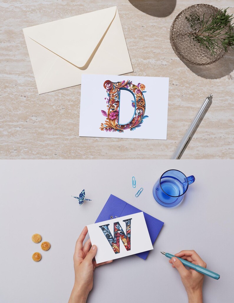 26 PNG, Illuminated Letters Bundle Clipart, English Alphabet Floral ...