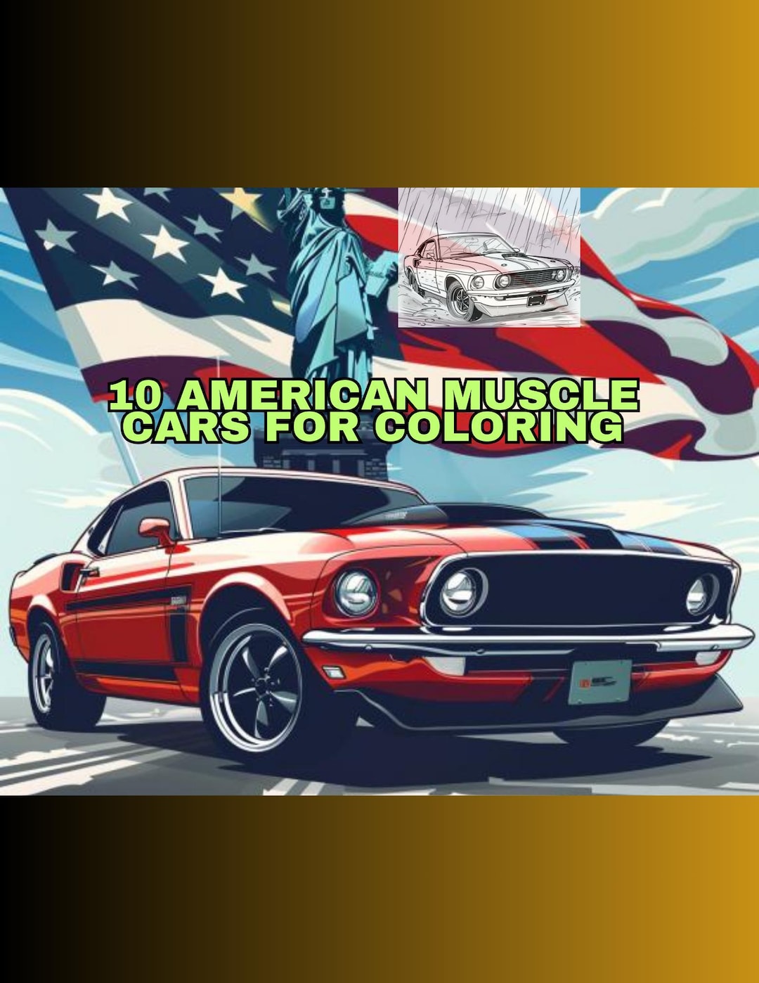 10 Muscle Cars Coloring Pages for Kids and Adults / Muscle Car Coloring ...