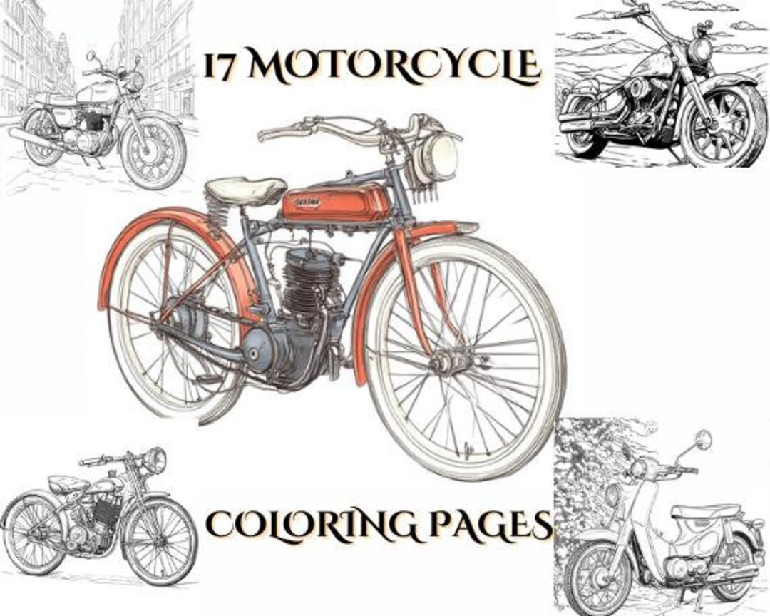 Motorcycle Coloring Pages, Bikes Adults Printable Grayscale Coloring ...