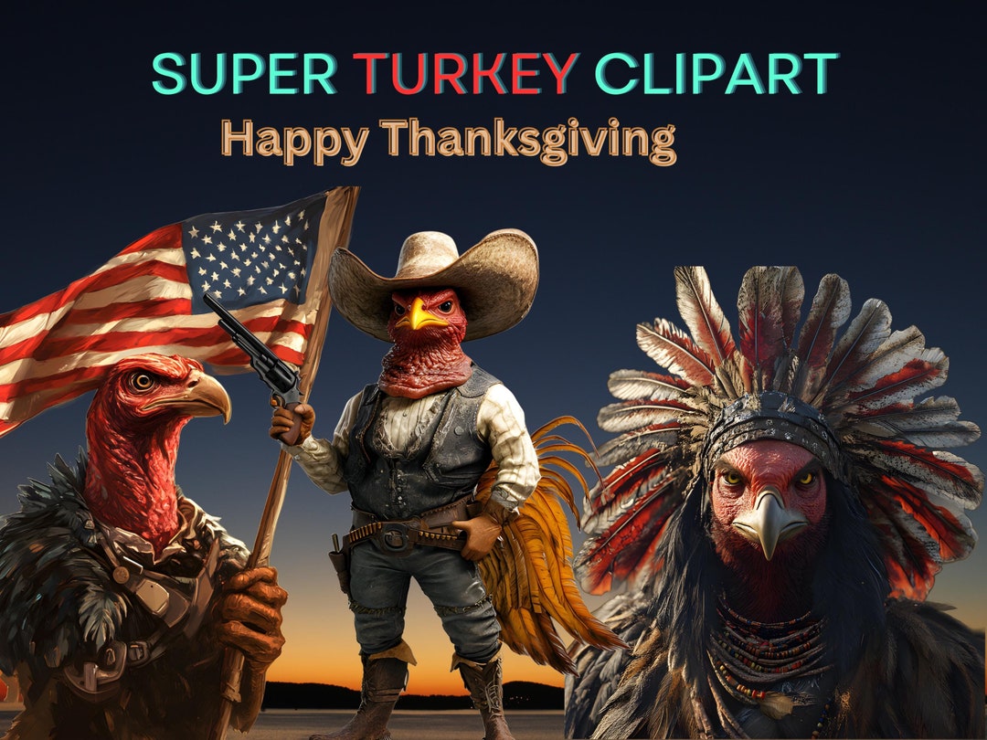 Thanksgiving Turkey Clipart: Heroic Superhero PNG Bundle (digital ...