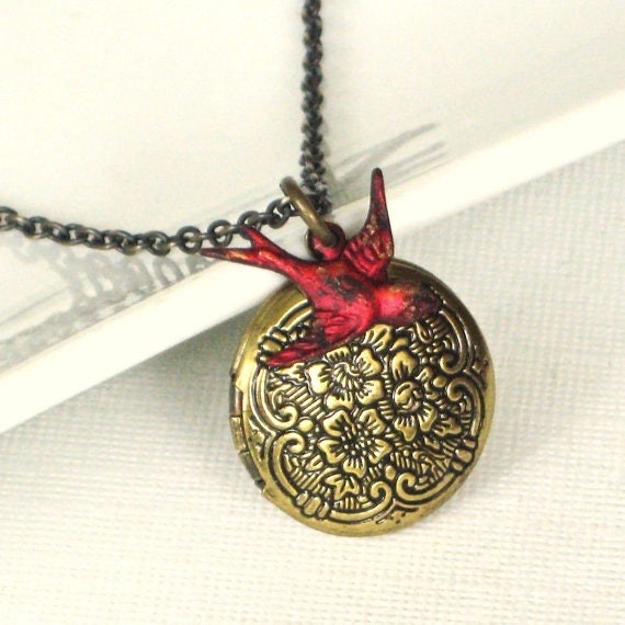 Cardinal locket necklace store
