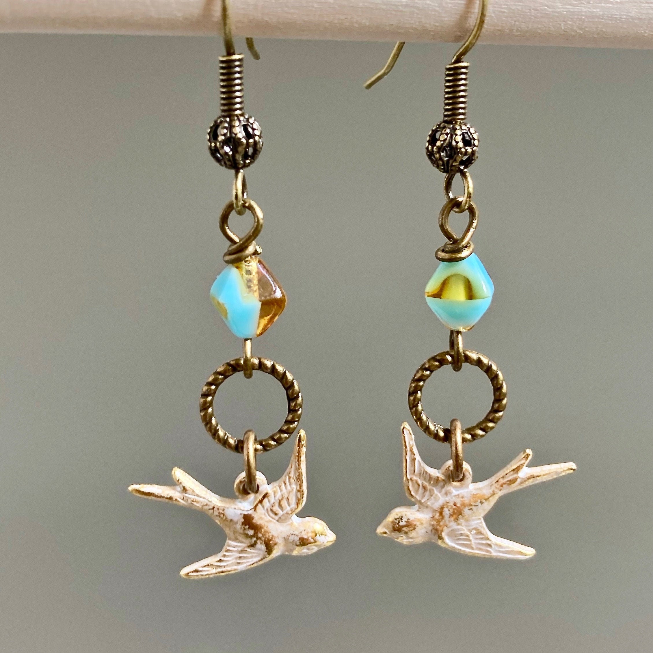 White Bird Earrings Bird Jewelry Nature Jewelry Garden - Etsy