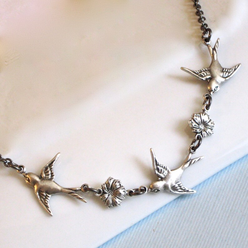 Silver Bird Necklace Small Bird Necklace Bird Jewelry - Etsy