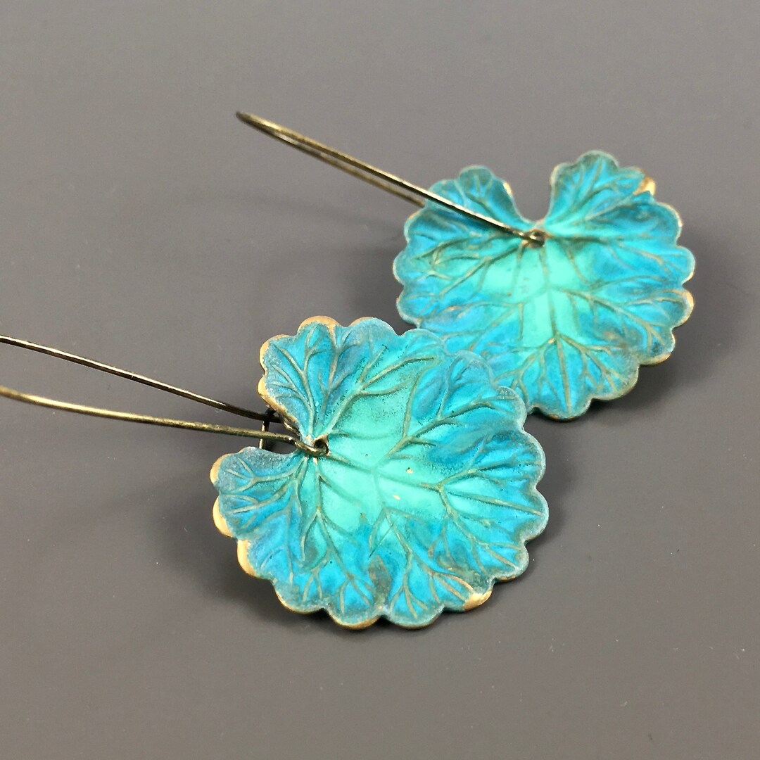 Leaf Earrings - Patina Jewelry, Leaf Jewelry, Long Earrings, Botanical ...