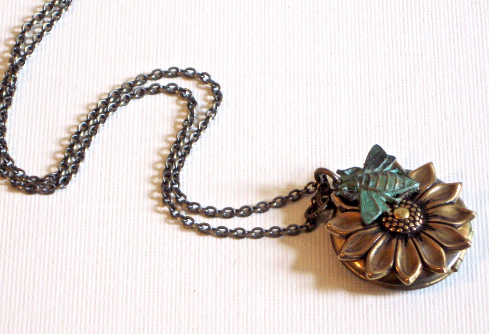 Brass Sunflower Locket Necklace Flower Jewelry Floral - Etsy