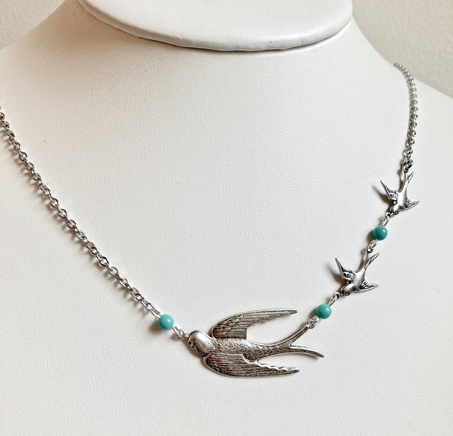 Silver Bird Necklace Nature Jewelry Bird Jewelry Mother - Etsy