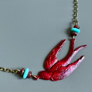 Red Bird Necklace Patina Jewelry, Cardinal, Bird Jewelry, Nature ...