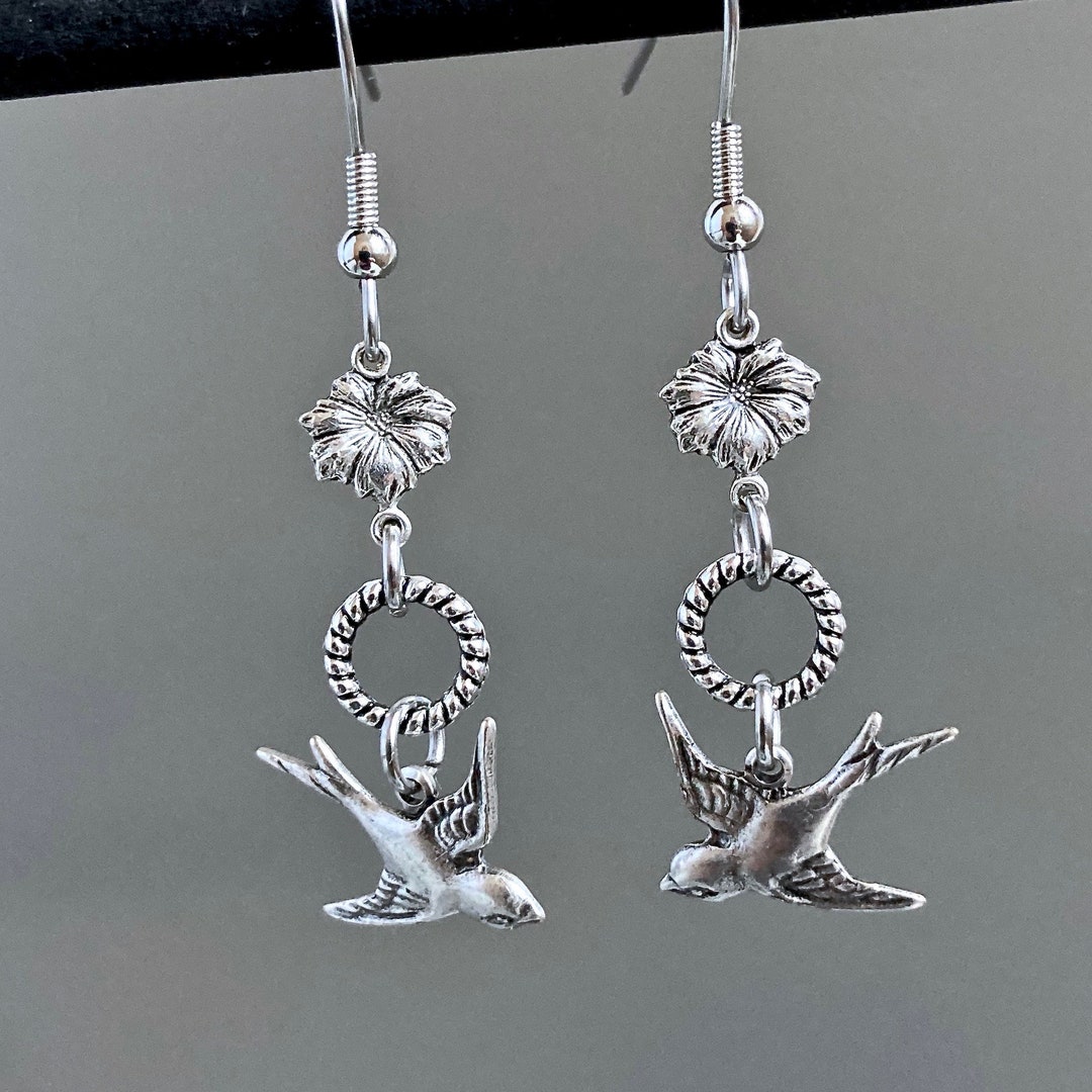 Small Silver Bird Earrings - Bird Jewelry, Nature Jewelry, Garden ...