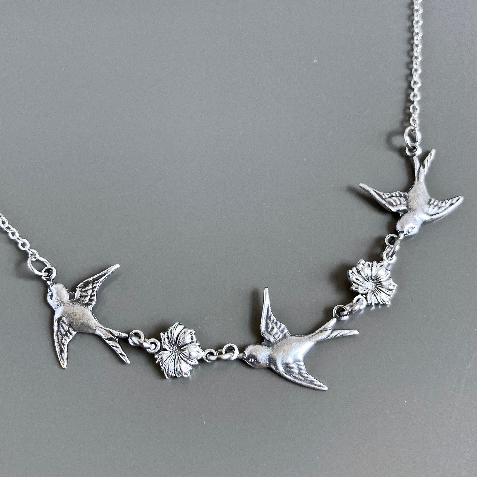 Silver Bird Necklace Small Bird Necklace Bird Jewelry - Etsy