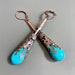 Turquoise Trumpet Earrings - Copper Filigree Earrings, Long Earrings ...