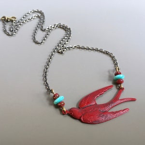 Red Bird Necklace Patina Jewelry, Cardinal, Bird Jewelry, Nature ...