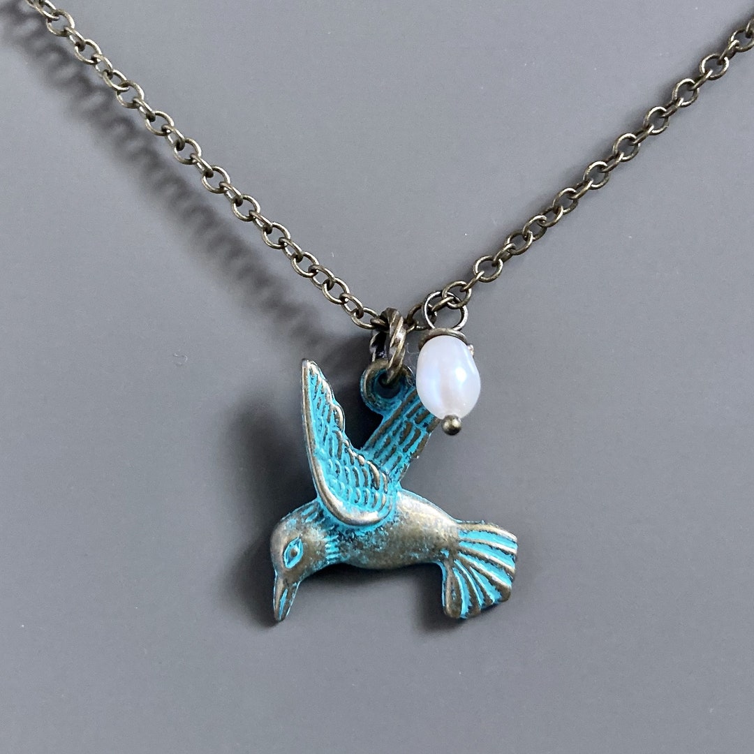 Hummingbird Necklace - Patina Jewelry, Bird Jewelry, Nature Jewelry ...