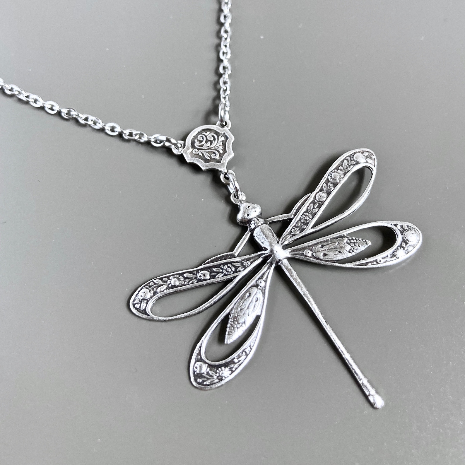 Silver Cutout Dragonfly Necklace - Dragonfly Jewelry, Gift for Woman ...