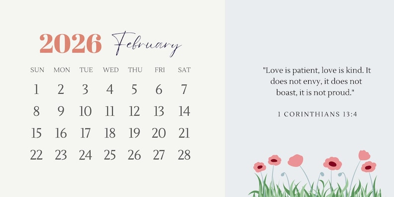 2026 Christian Calendar Printable | Bible Verse Desk Calendar (PNG) - Etsy
