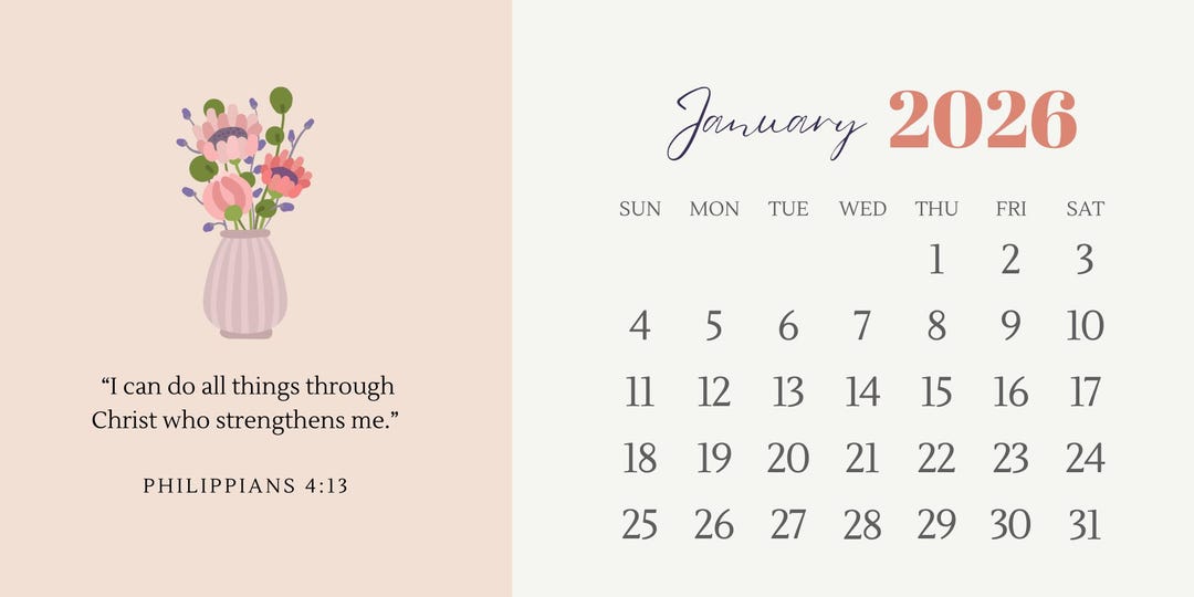 2026 Christian Calendar Printable | Bible Verse Desk Calendar (PNG) - Etsy