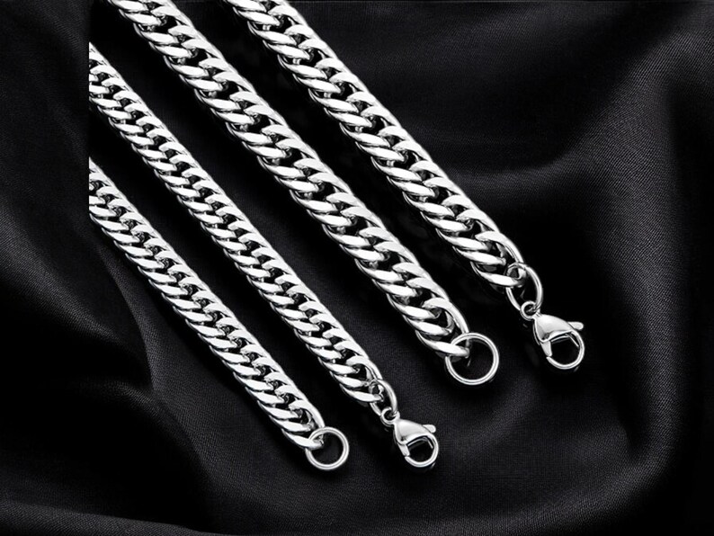Classic Cuban Link Chain Necklace Stainless Steel 4.8mm to 9.2mm Chunky ...
